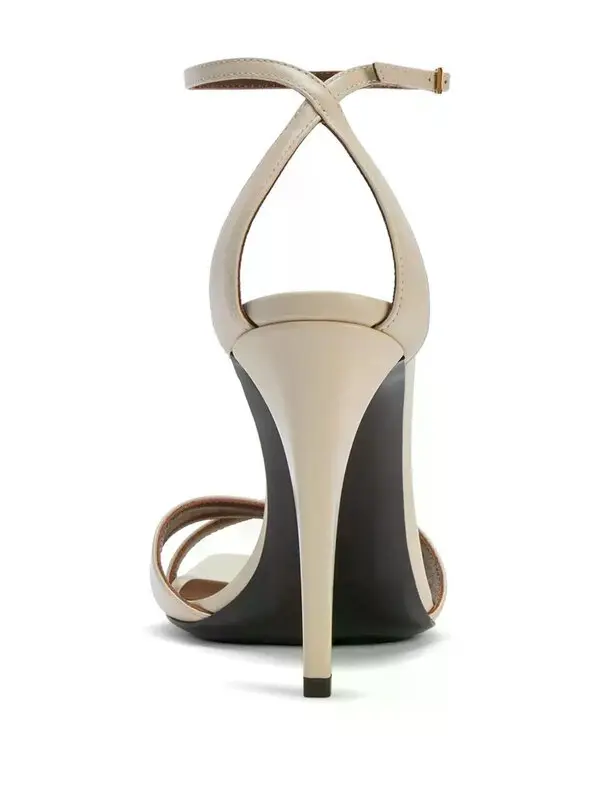 GIUSEPPE ZANOTTI Off- Leather Buckled Ankle Strap Stiletto Sandals - White