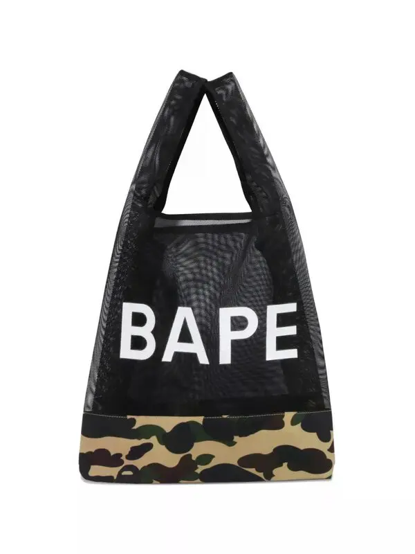 A BATHING APE Camouflage-print Mesh-panelled Tote Bag - Black
