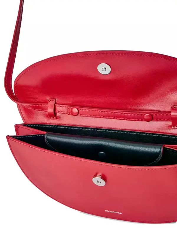 JIL SANDER Medium Coin Curved-flap Leather Shoulder Bag - Red
