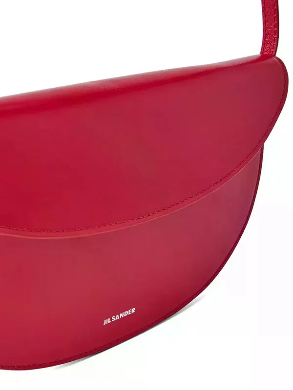 JIL SANDER Medium Coin Curved-flap Leather Shoulder Bag - Red