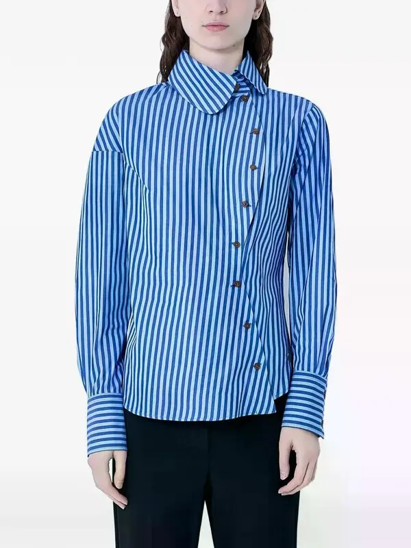 VIVIENNE WESTWOOD Asymmetrical Striped Shirt - Blue