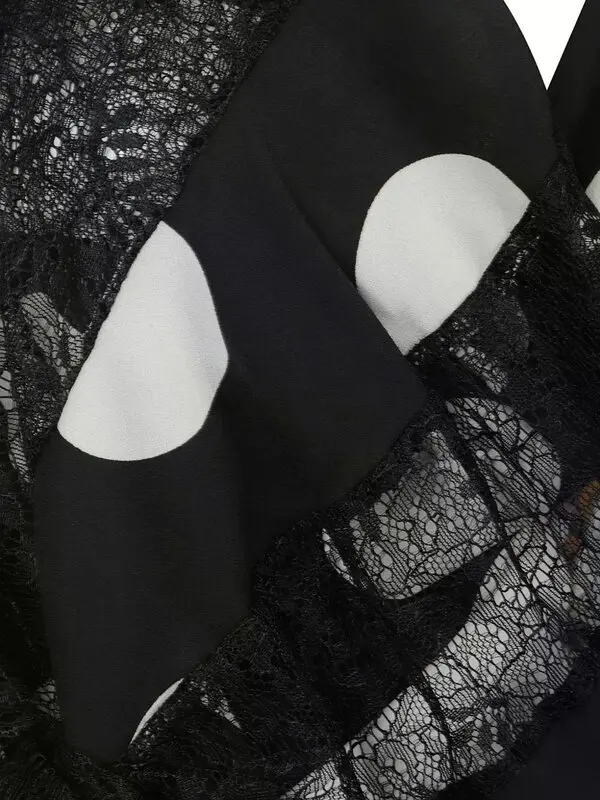 Junya Watanabe Polka Dot Lace Detail Midi Dress