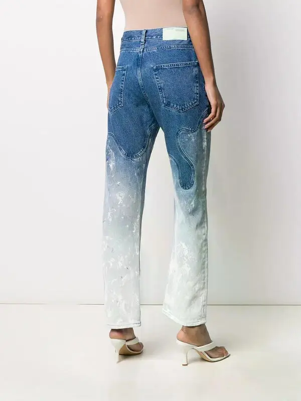 Off-White Bleached Wide-leg Jeans