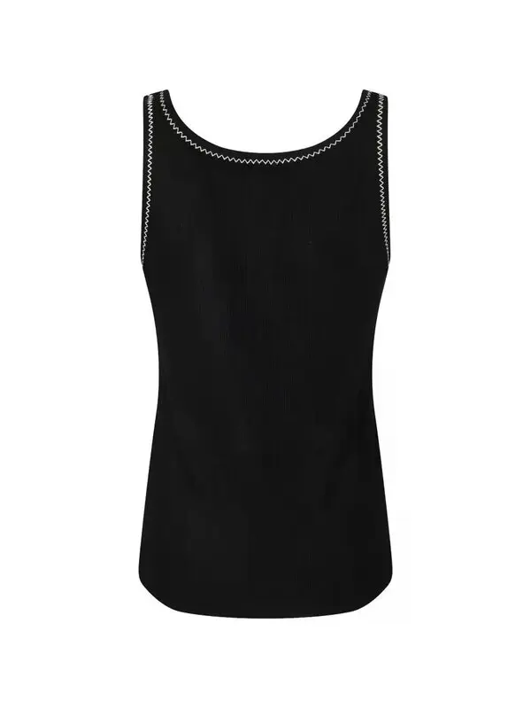 Pinko Ribbed Vest Top With Love Birds Embroidery