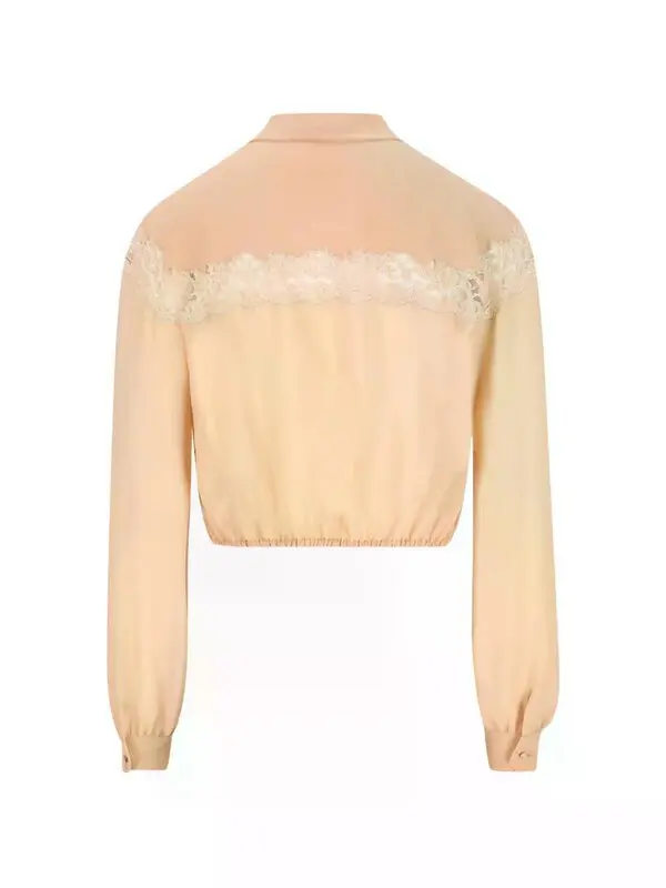 Saint Laurent Lavallière Lace-detail Blouse - Neutrals