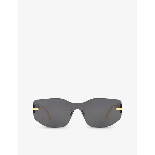 Fendi Rectangle Frame Tinted Metal Sunglasses - Gold