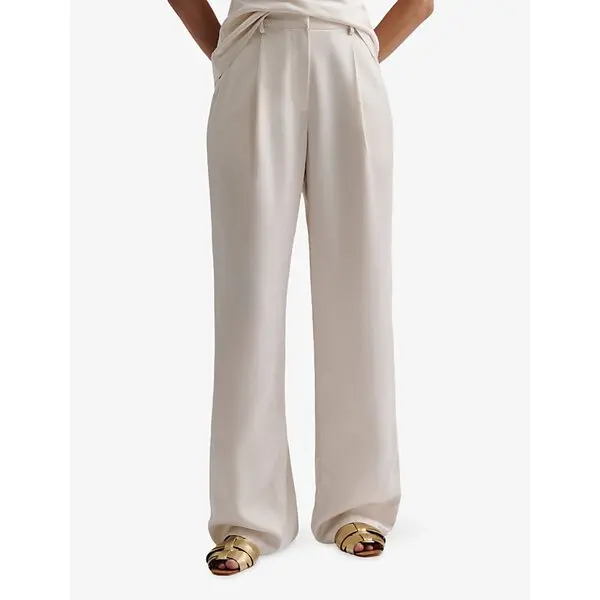 MALINA Sarah Wide-leg Satin Trousers - Vanilla