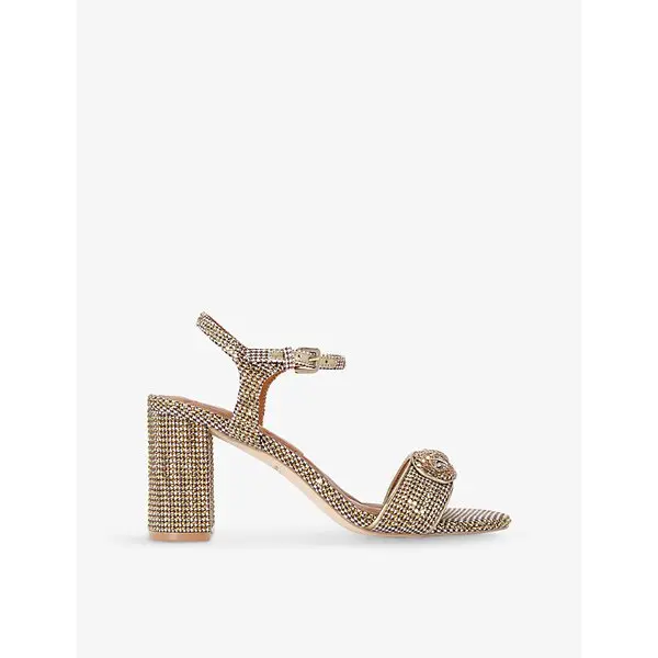 Kurt Geiger Kensington Langley Houndstooth Woven Heeled Sandals - Beige