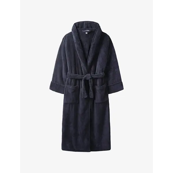 THE WHITE COMPANY Hydrocotton Hooded Cotton Dressing Gown - Navy