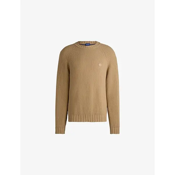 Hugo Happy Logo-patch Cotton-knit Jumper