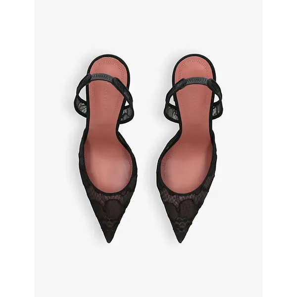 Amina Muaddi Holli 95 Lace Sling-back Pointed Toe Courts