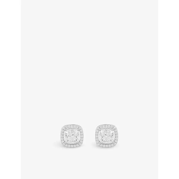 APM MONACO Lumiere Square Pavé Zirconia Stud Earrings - Silver