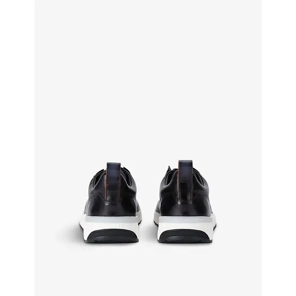 Santoni Perforated Leather Low-top Trainers - Navy