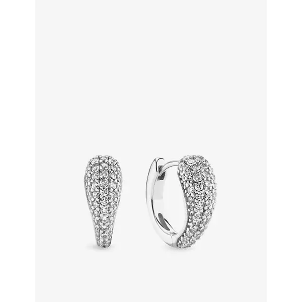 SIF JAKOBS Rhodium-plated Sterling Cubic Zirconia Hoop Earrings - Silver