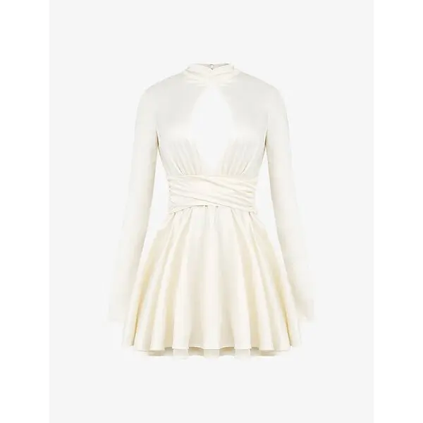 House Of Cb Aryana" Bow Embellished Stretch-satin Mini Dress - Ivory