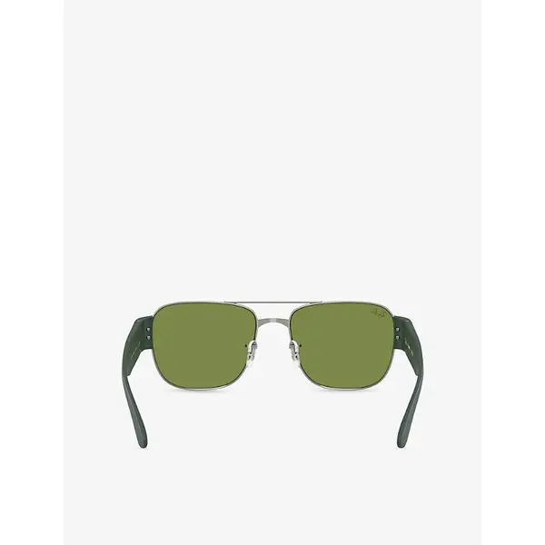 Ray-ban Rb3756 Square-frame Metal Sunglasses - Silver