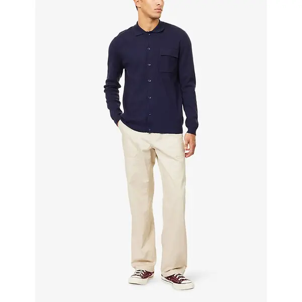 NOBL Koen Long-sleeve Knitted Shirt - Navy