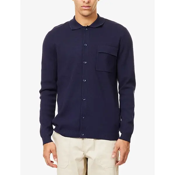 NOBL Koen Long-sleeve Knitted Shirt - Navy