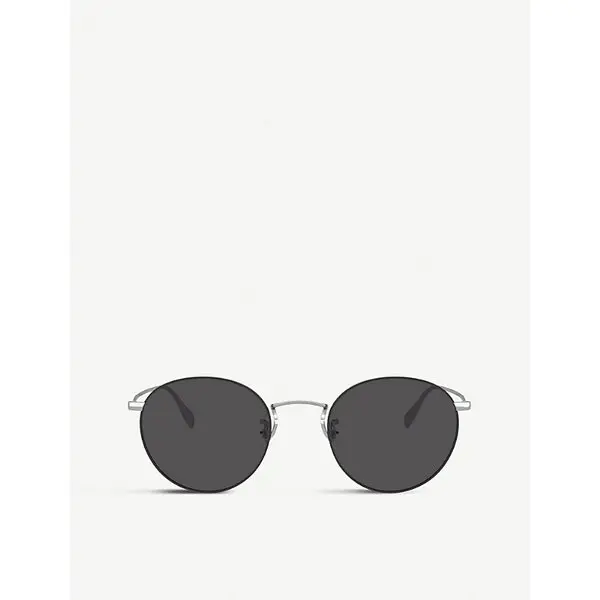 Oliver Spencer Ov1186s Coleridge Sun Metal And Crystal Round Sunglasses - Silver