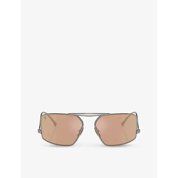 FERRARI Irregular-frame Metal Sunglasses - Grey