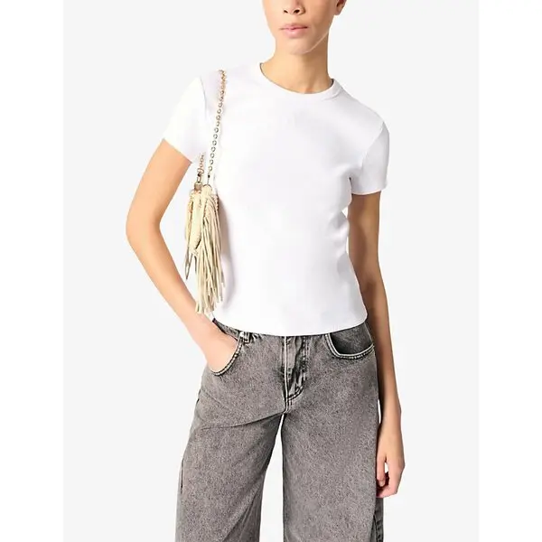 Maje Clover-embroidered Short-sleeve Cotton T-shirt