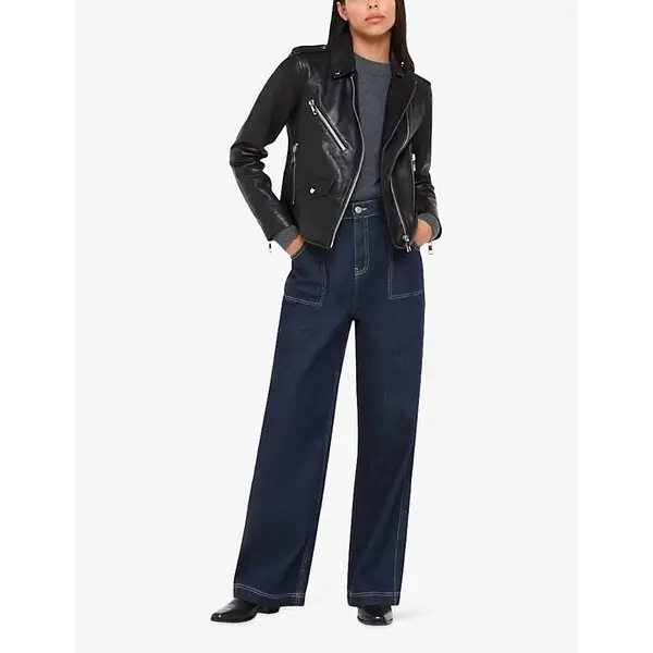 Whistles Agnes Zip-through Sheepskin-leather Biker Jacket