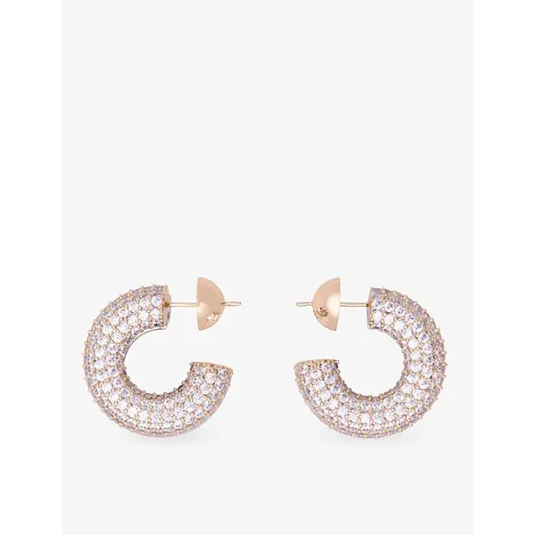 Maje Half-hoop Rhodium-plated And Crystal Earrings - Gold Silver