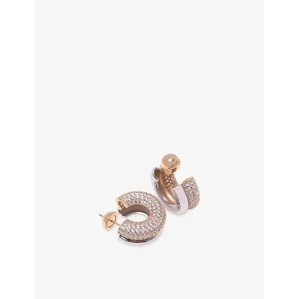 Maje Half-hoop Rhodium-plated And Crystal Earrings - Gold Silver