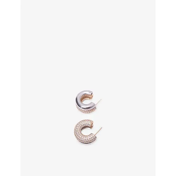 Maje Half-hoop Rhodium-plated And Crystal Earrings - Gold Silver