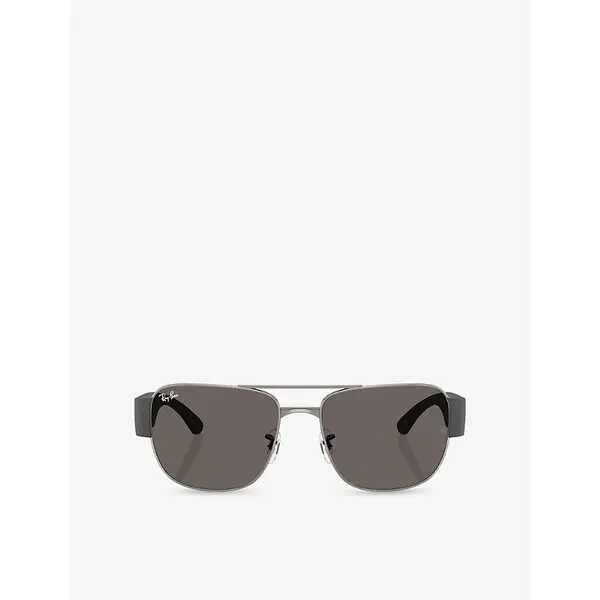 Ray-ban Rb3756 Square-frame Metal Sunglasses - Silver