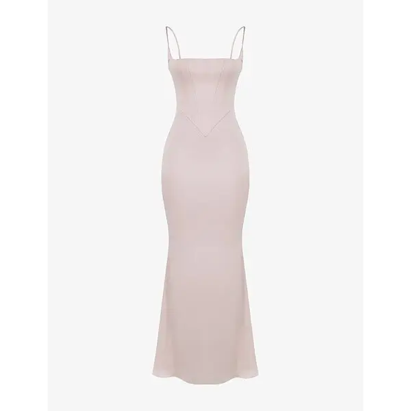 House Of Cb Olivette Corset Satin Maxi Dress - Crystal