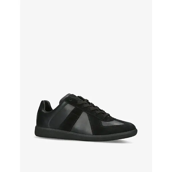 MAISON MARGIELA Replica Panelled Leather Low-top Trainers - Black