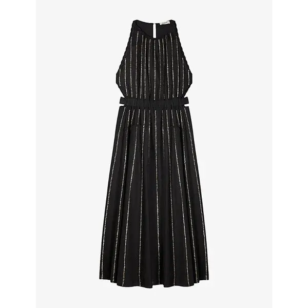 Sandro Rhinestone Embellished Cotton Maxi Dress
