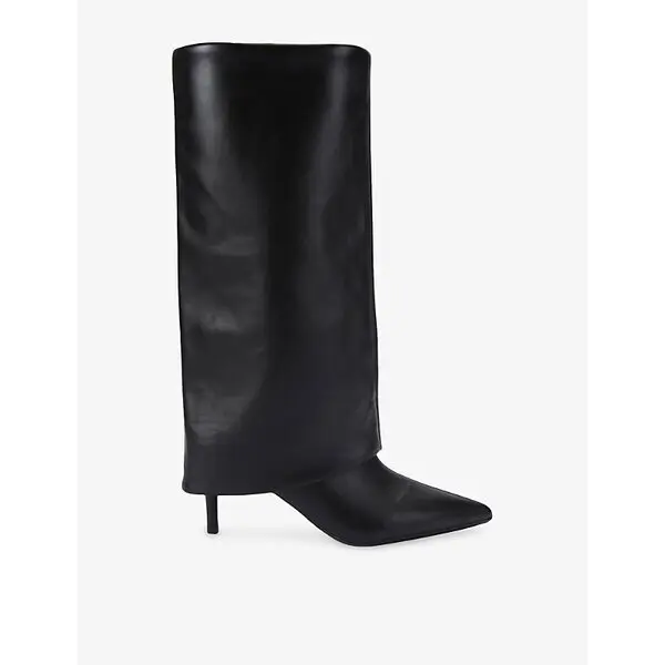 Kurt Geiger Fate Faux-leather Heeled Knee-high Boots - Black