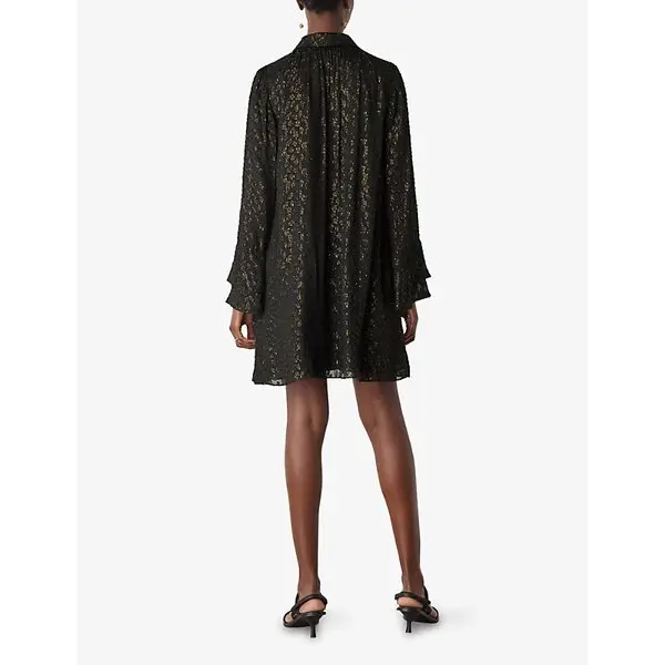 Whistles Metallic Spot-print Woven Mini Dress