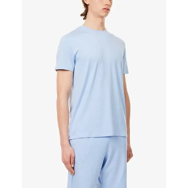 Derek Rose Basel Short-sleeved Stretch-woven Pyjama Top - French