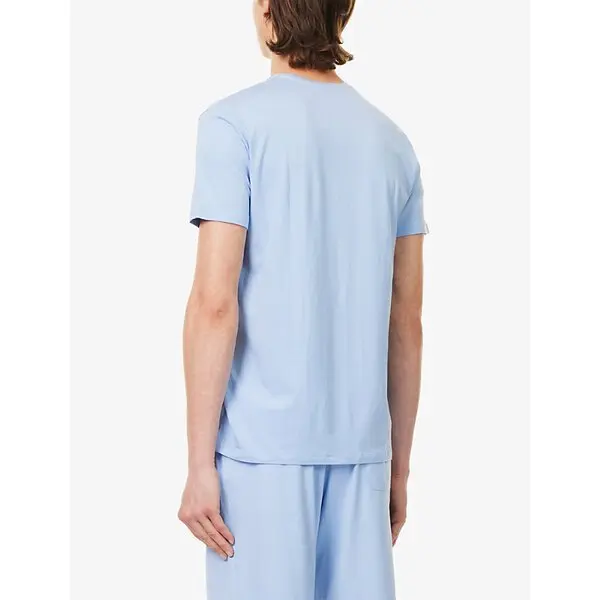 Derek Rose Basel Short-sleeved Stretch-woven Pyjama Top - French