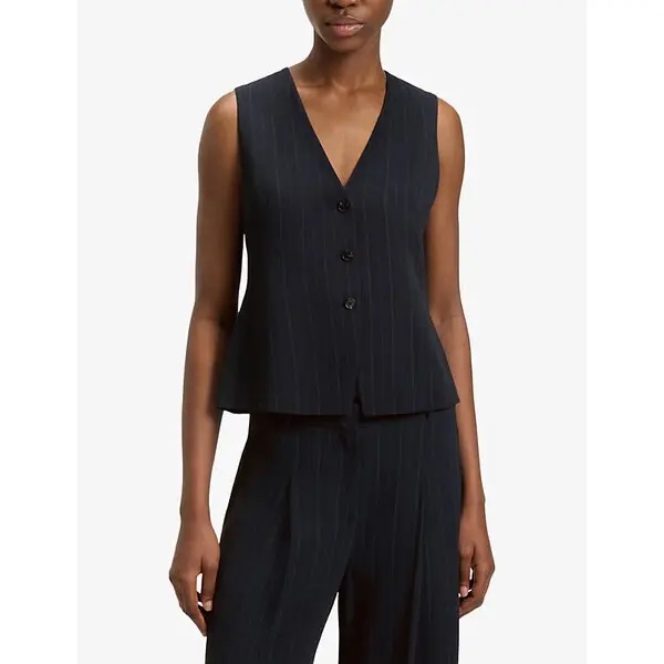 BOSS Striped Single-breasted Woven Waistcoat