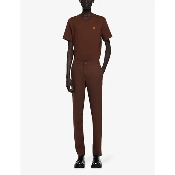 Sandro High-rise Stretch-jersey Trousers - Nut