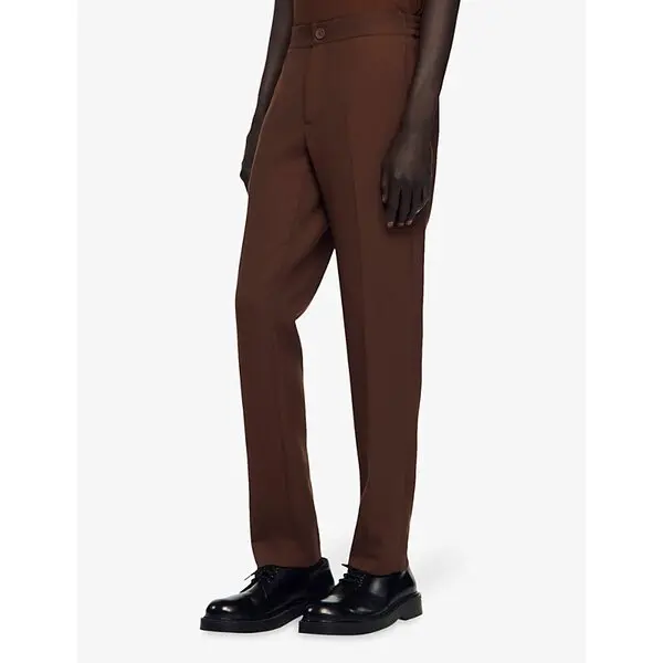 Sandro High-rise Stretch-jersey Trousers - Nut
