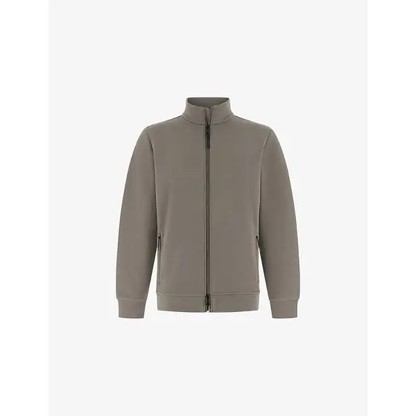 Boggi Milano Scuba Piqué Zip Cotton-blend Sweatshirt - Mud