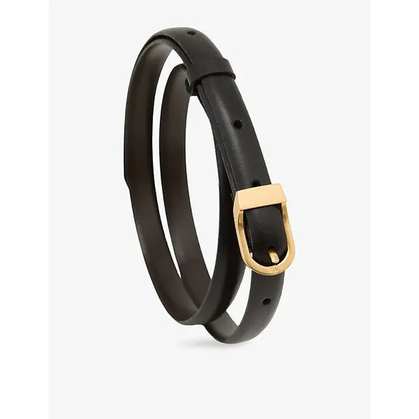 REISS Mila Mini Leather Belt - Black