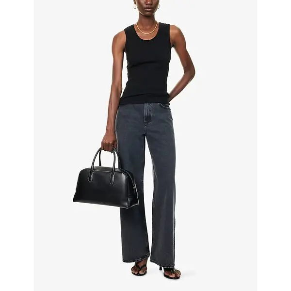 AGOLDE Poppy Ribbed Stretch-woven Top - Black