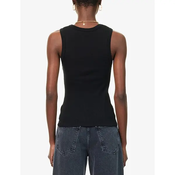AGOLDE Poppy Ribbed Stretch-woven Top - Black