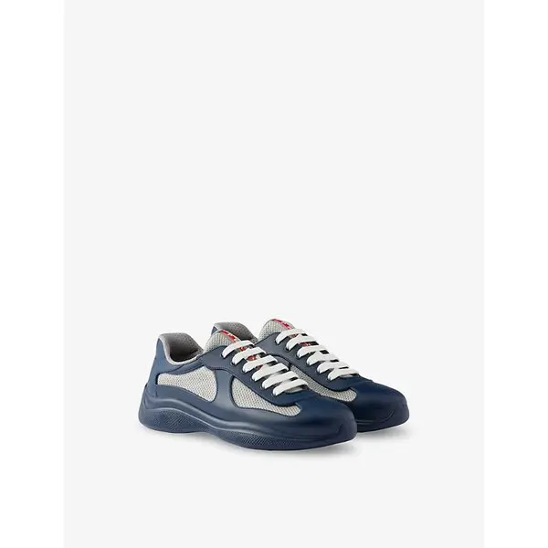 Prada America's Cup Original Leather And Mesh Trainers - Blue
