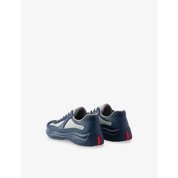Prada America's Cup Original Leather And Mesh Trainers - Blue