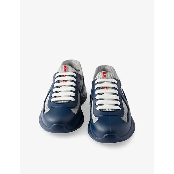 Prada America's Cup Original Leather And Mesh Trainers - Blue