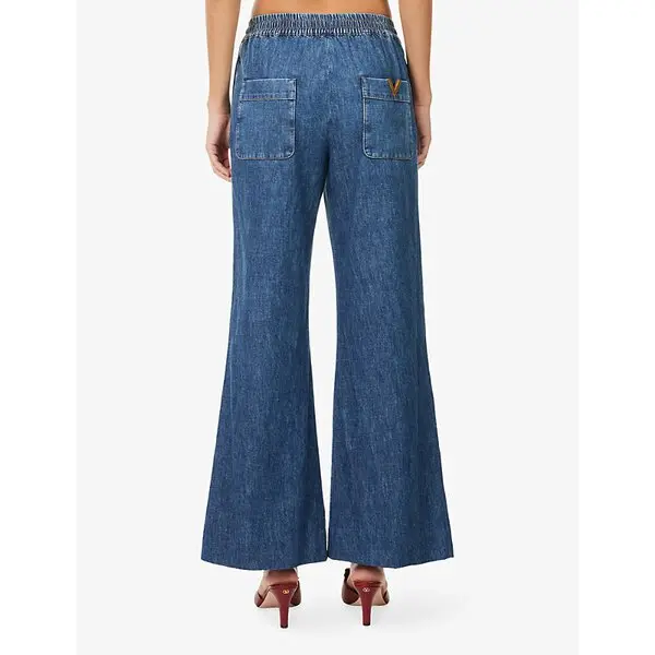 Valentino Garavani Drawstring Wide-leg Denim Trousers