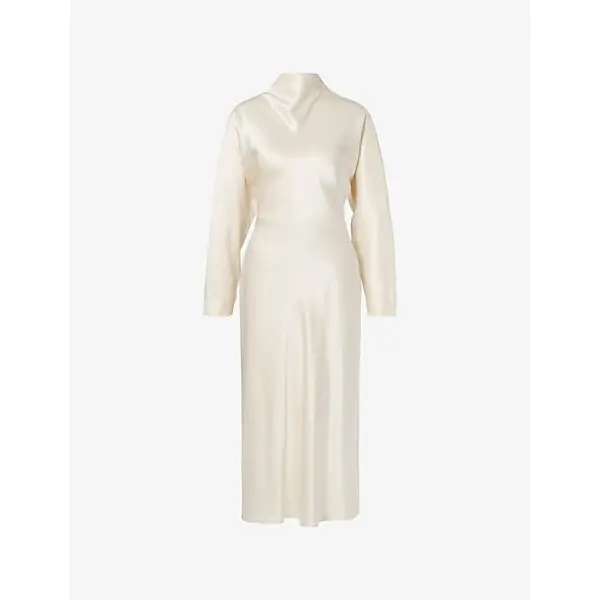 MALINA Zora Long-sleeve Satin Midi Dress