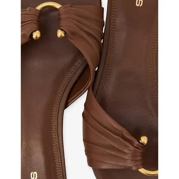 REISS Alana Leather Sandals With Gold-toned Embellishment